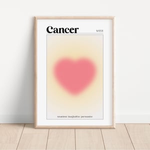 Cancer Aura Pink Zodiac Poster, Horoscope Art, Gradient Art, Astrology ...
