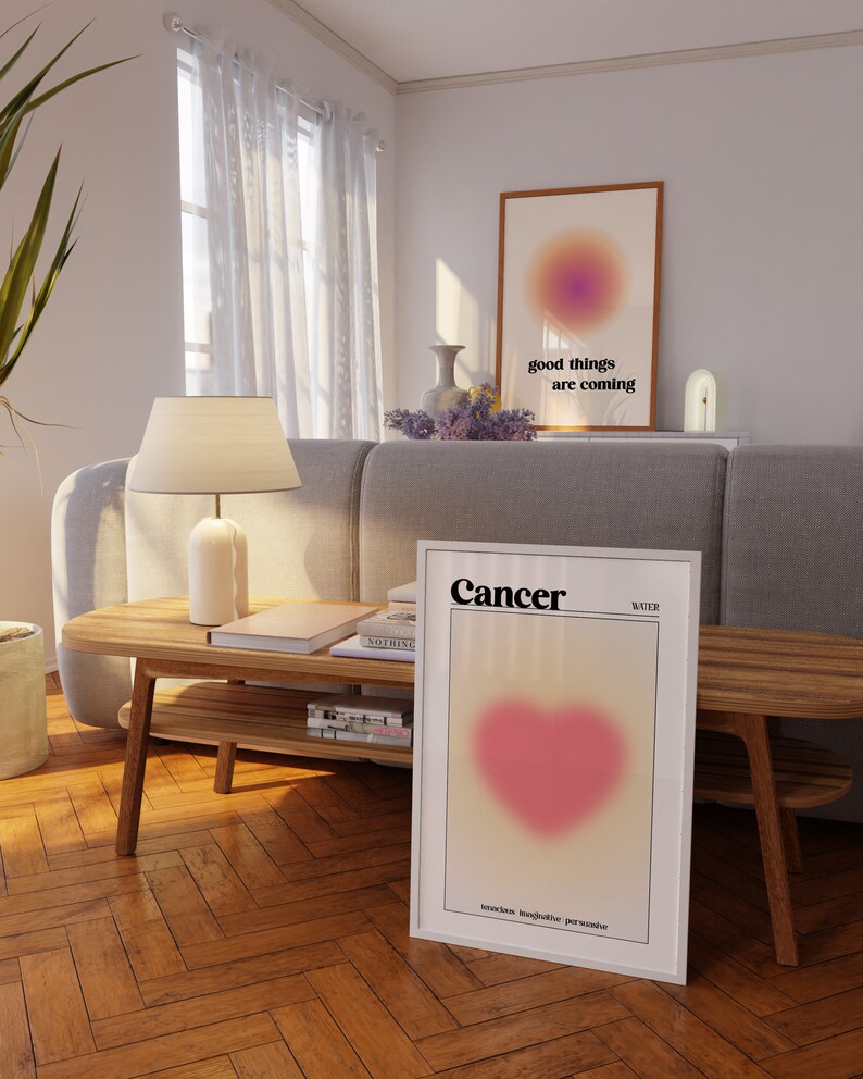 Cancer Aura Pink Zodiac Poster, Horoscope Art, Gradient Art, Astrology ...