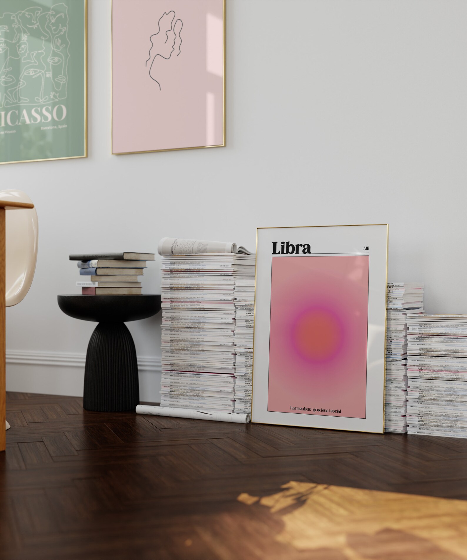 LIBRA, Spiritual Wall Art, Gradient Print, Star Sign Art, Aura Poster ...