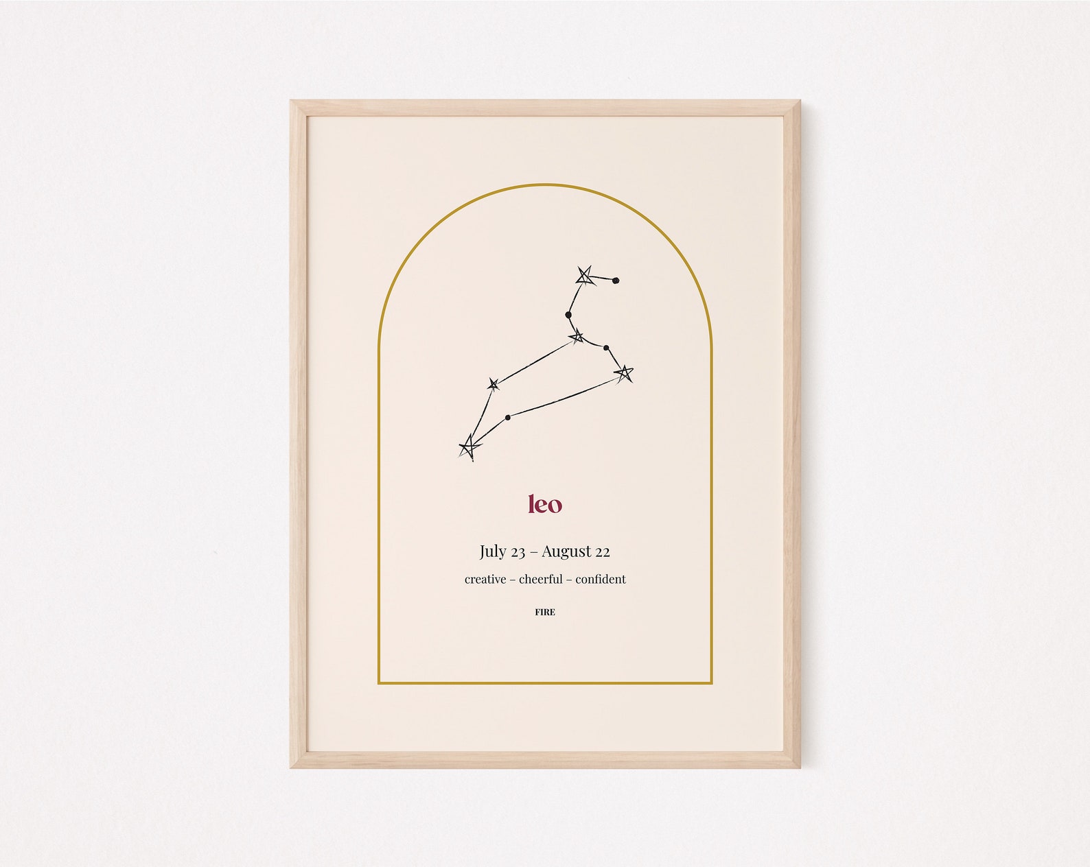 LEO Minimalist Beige Zodiac Poster, Horoscope Art, Constellation Art ...