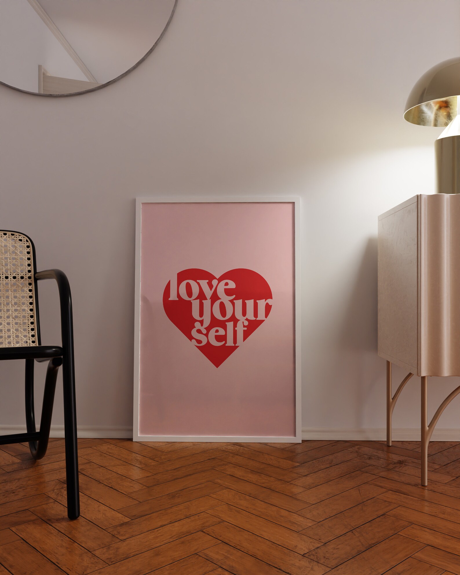 Love Yourself Poster, Quote Print, Affirmational Art, Aesthetic Pink ...