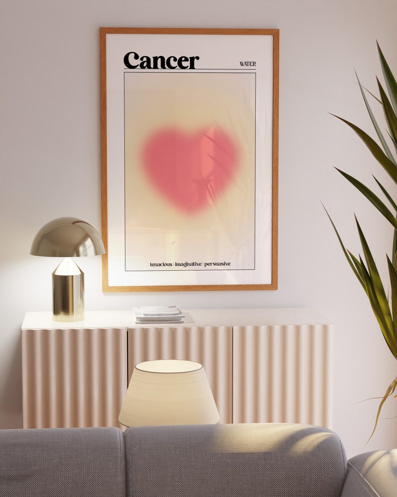 Cancer Aura Pink Zodiac Poster, Horoscope Art, Gradient Art, Astrology ...