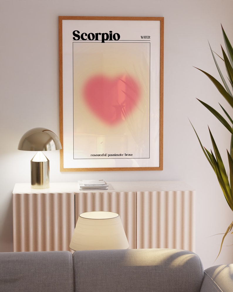 Scorpio Aura Pink Zodiac Poster, Horoscope Art, Gradient Art, Astrology ...