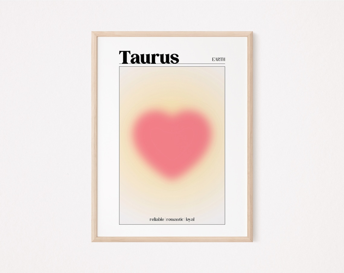Taurus Aura Pink Zodiac Poster, Horoscope Art, Gradient Art, Astrology ...