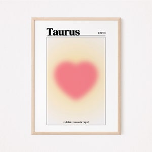 Taurus Aura Pink Zodiac Poster, Horoscope Art, Gradient Art, Astrology ...