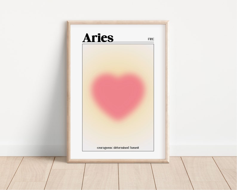 Aries Aura Pink Zodiac Poster Horoscope Art Gradient Art - Etsy