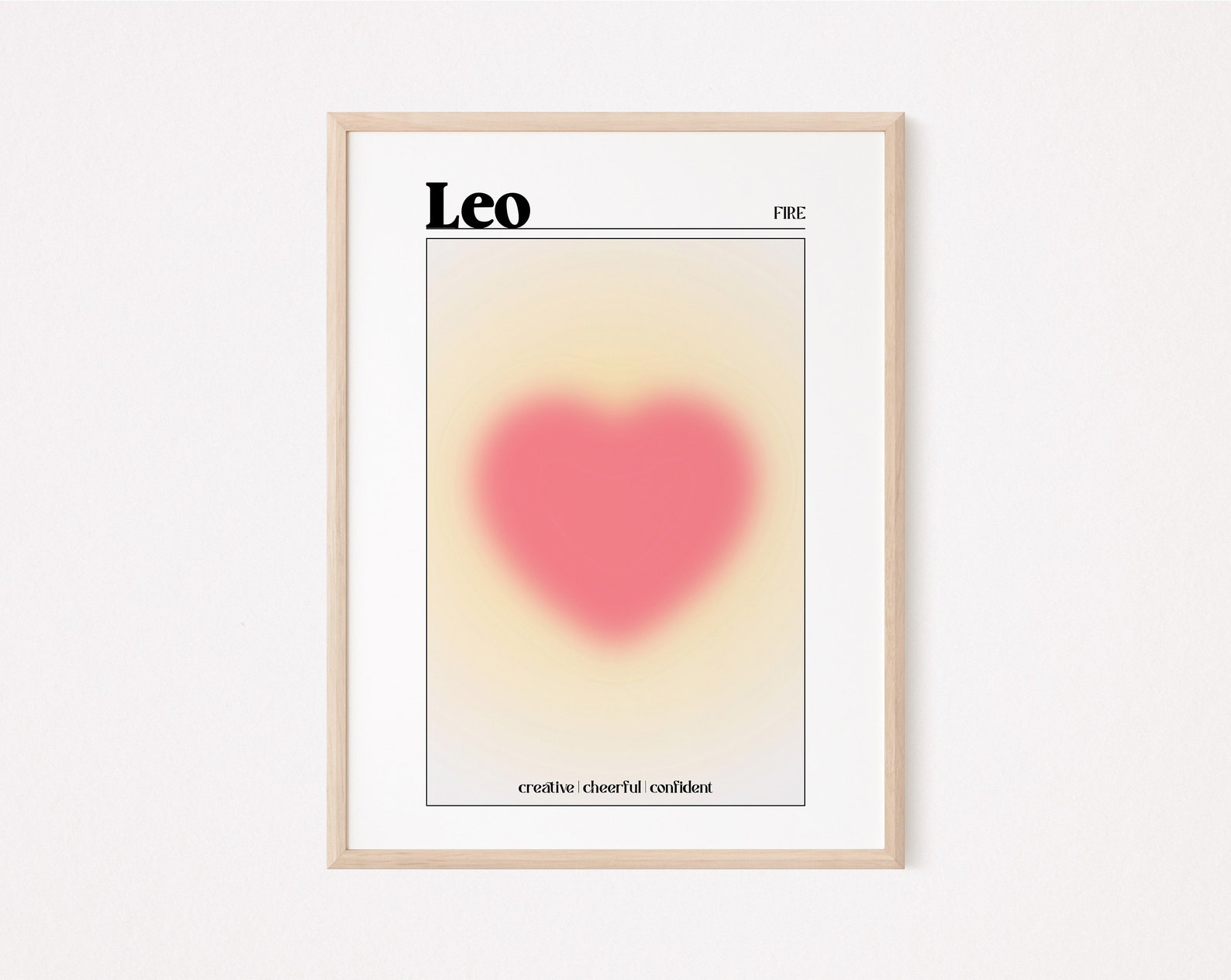 Leo Aura Pink Zodiac Poster, Horoscope Art, Gradient Art, Astrology Art ...