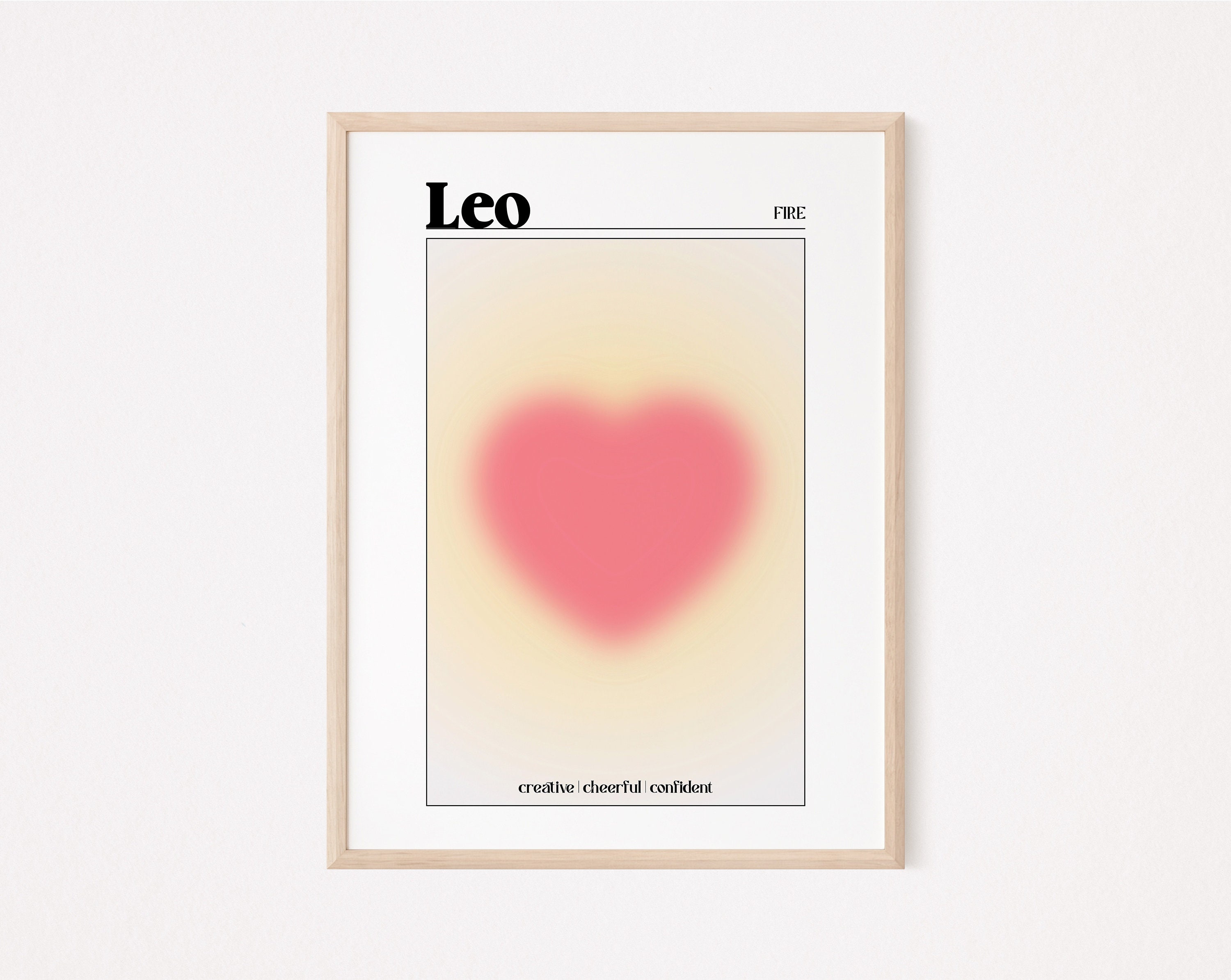 Leo Aura Pink Zodiac Poster, Horoscope Art, Gradient Art, Astrology Art ...