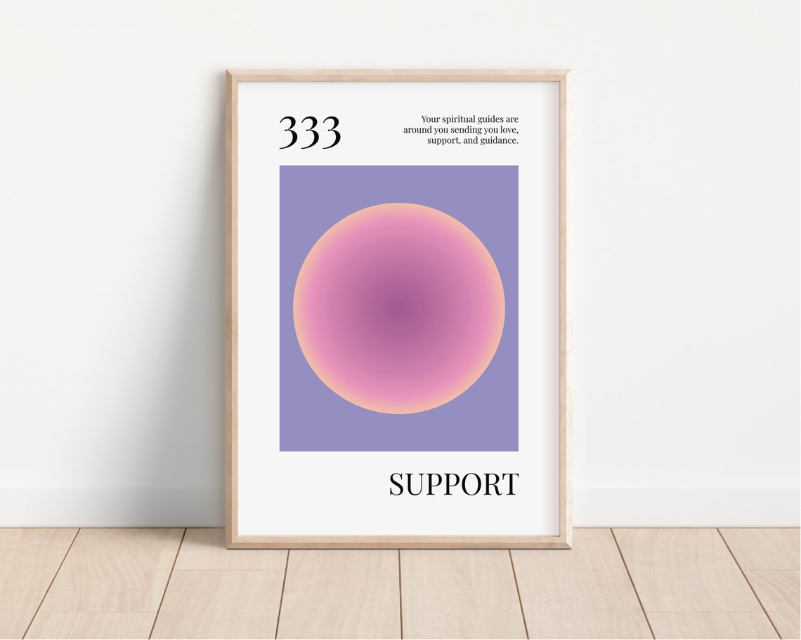 333 Angel Number Poster, Spiritual Poster, Gradient Print, Positive ...