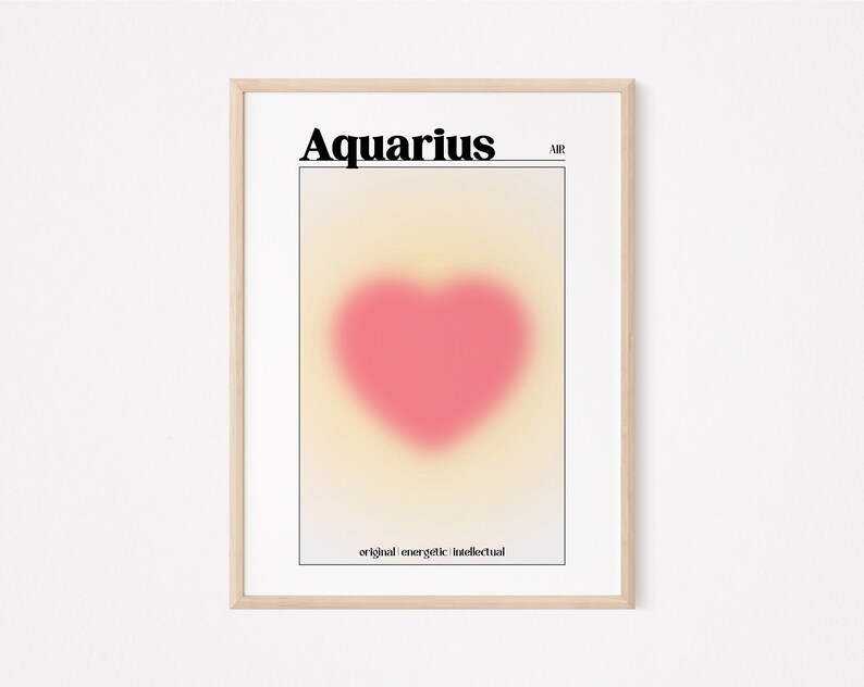 Aquarius Aura Pink Zodiac Poster, Horoscope Art, Gradient Art ...