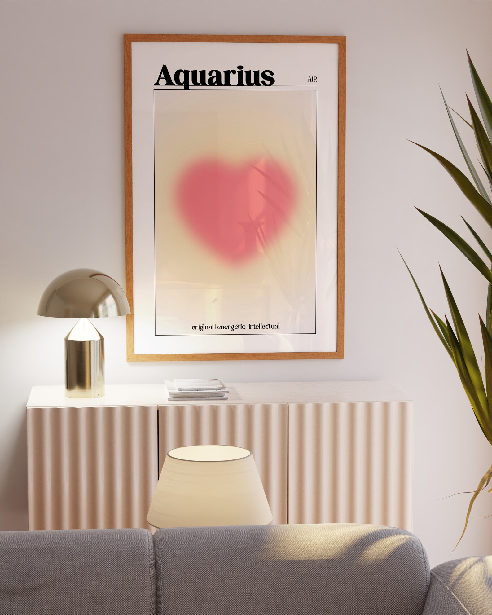 Aquarius Aura Pink Zodiac Poster, Horoscope Art, Gradient Art ...