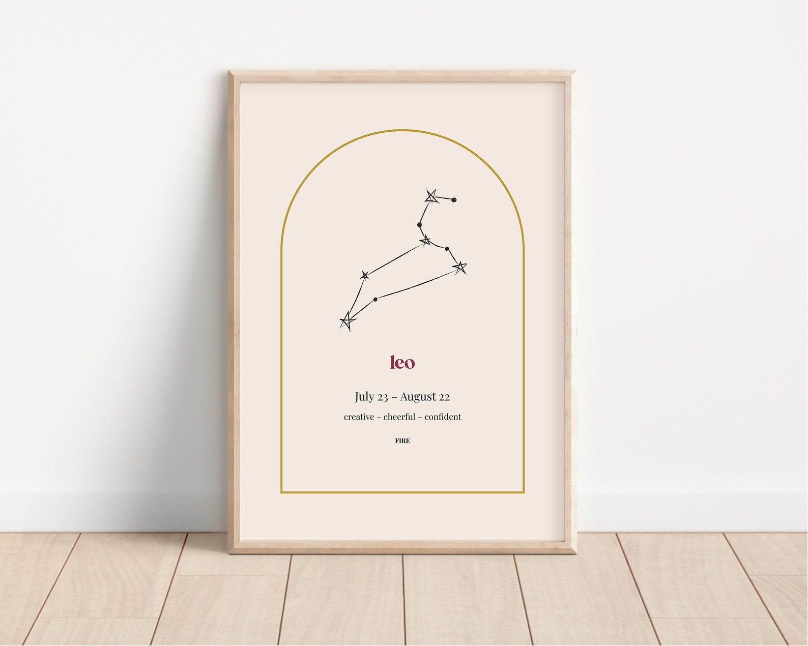 LEO Minimalist Beige Zodiac Poster, Horoscope Art, Constellation Art ...