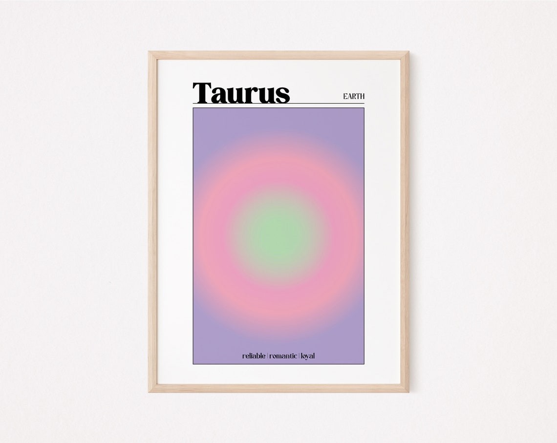 TAURUS Spiritual Wall Art Gradient Print Star Sign Art - Etsy