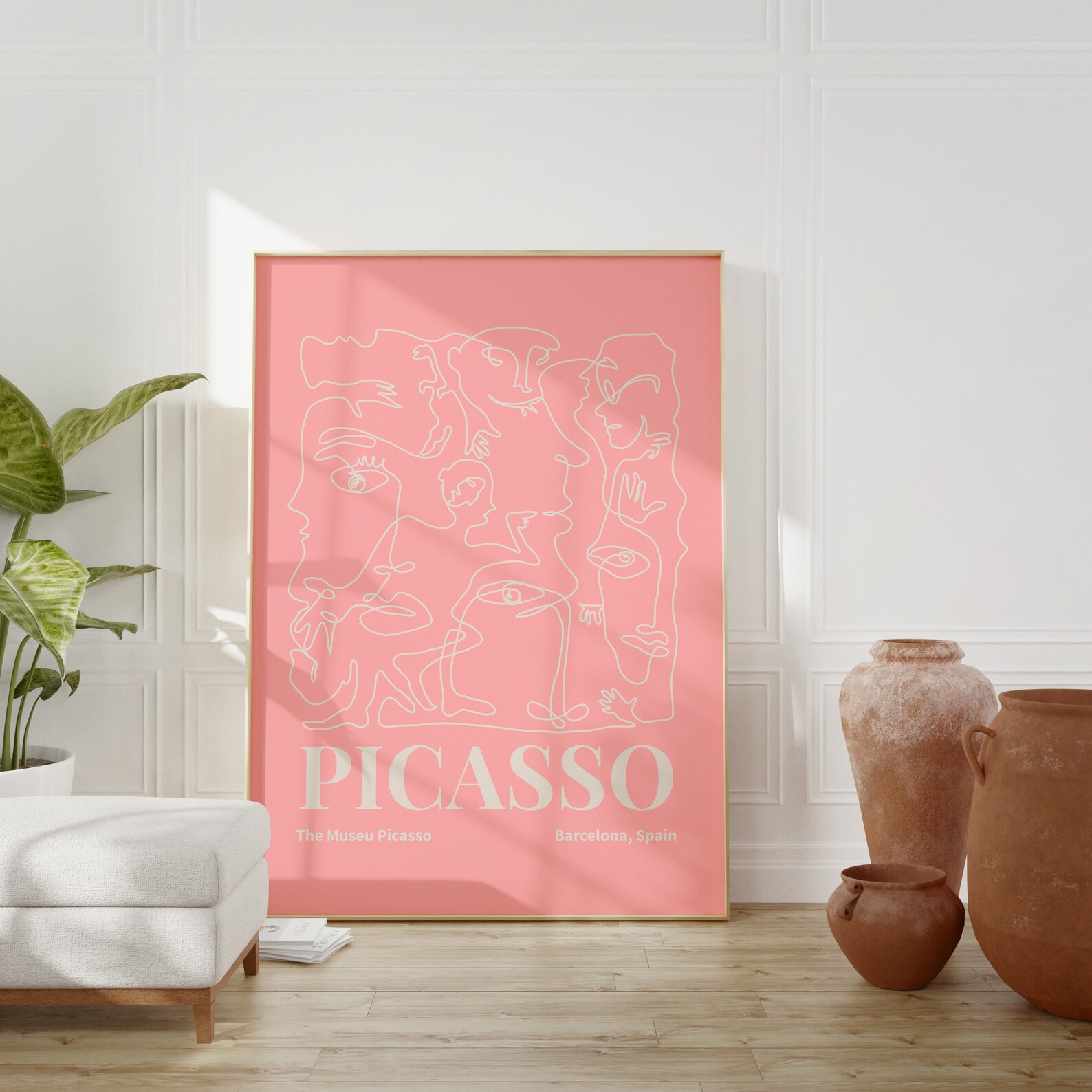 Pastel Pink Picasso Line Art Print Minimalist Exhibition - Etsy