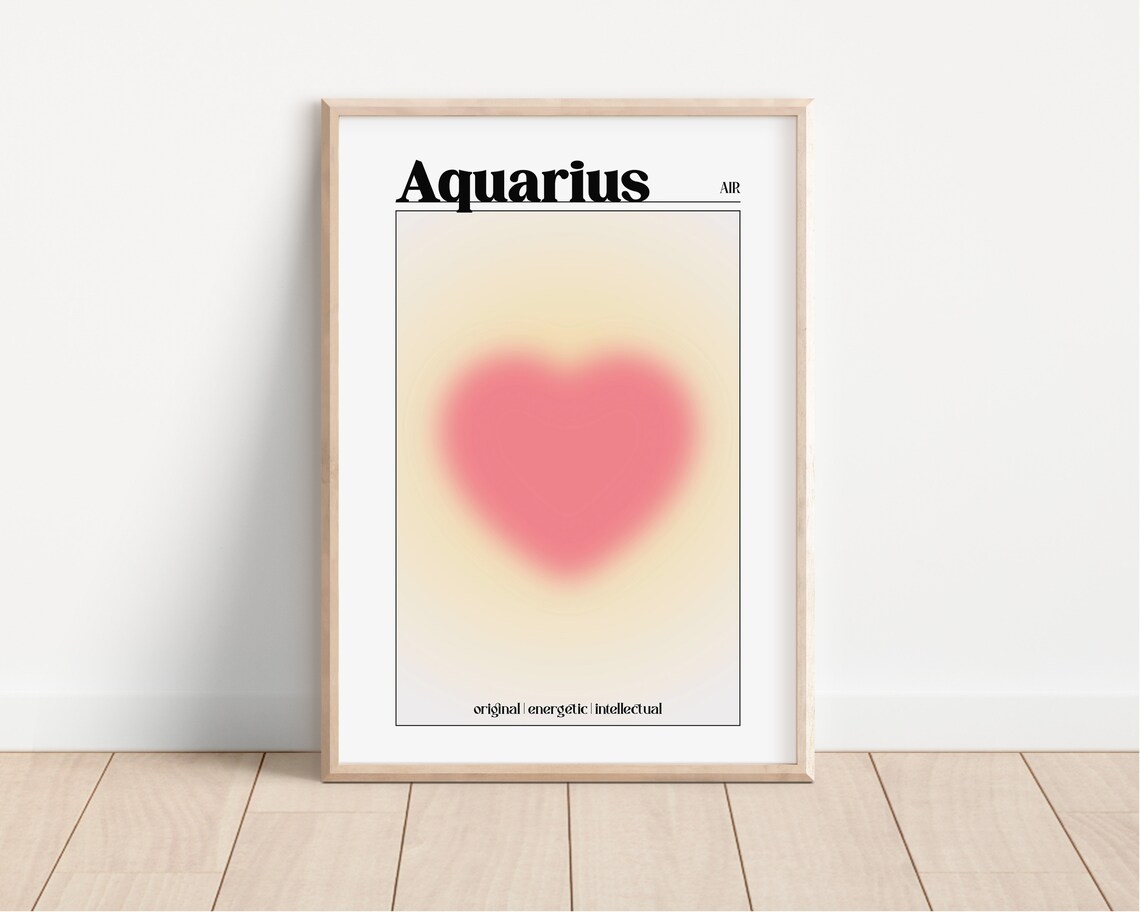 Aquarius Aura Pink Zodiac Poster, Horoscope Art, Gradient Art ...