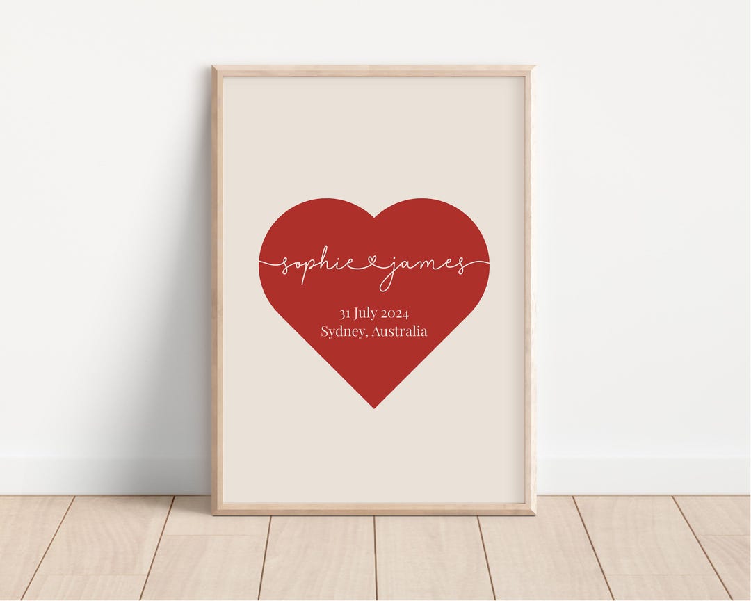 Custom Heart Couple Name Printable, Personalized Name Art, Engagement ...