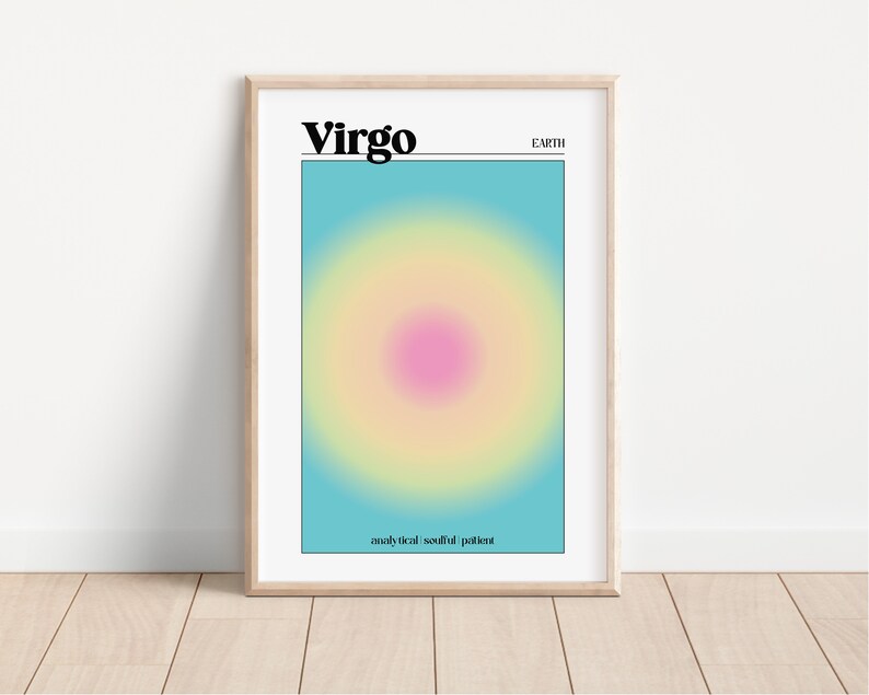 VIRGO, Spiritual Wall Art, Gradient Print, Star Sign Art, Aura Poster ...