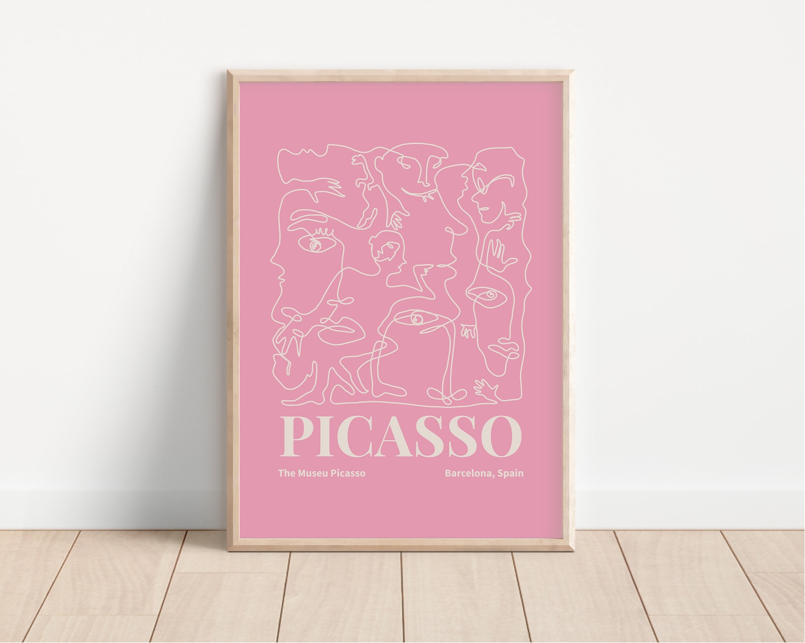 Bright Pink Picasso Line Art Print Minimalist Exhibition - Etsy