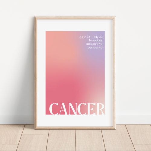 Cancer Aura Pink Zodiac Poster Horoscope Art Gradient Art - Etsy