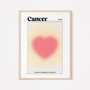 Cancer Aura Pink Zodiac Poster, Horoscope Art, Gradient Art, Astrology ...