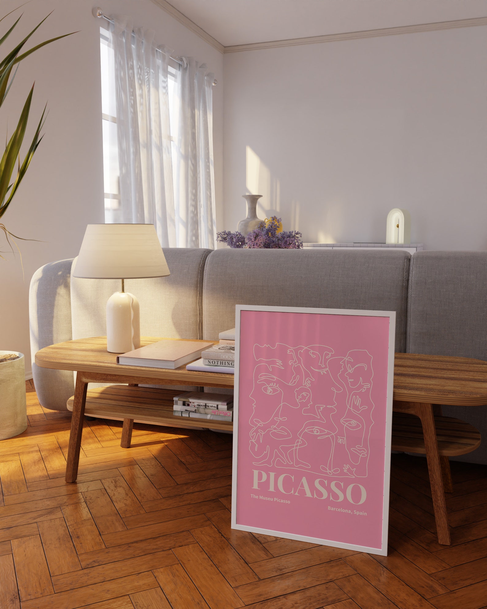 Bright Pink Picasso Line Art Print Minimalist Exhibition - Etsy