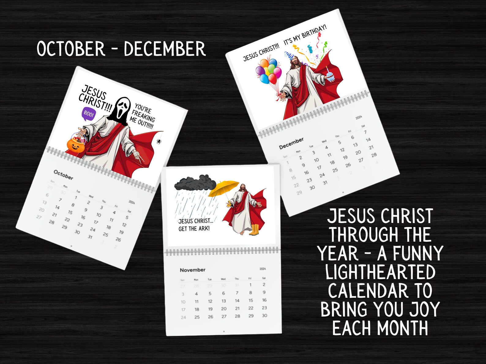 FUNNY WALL CALENDAR Monthly Calendar 2025 Jesus Christ Parody Christmas ...