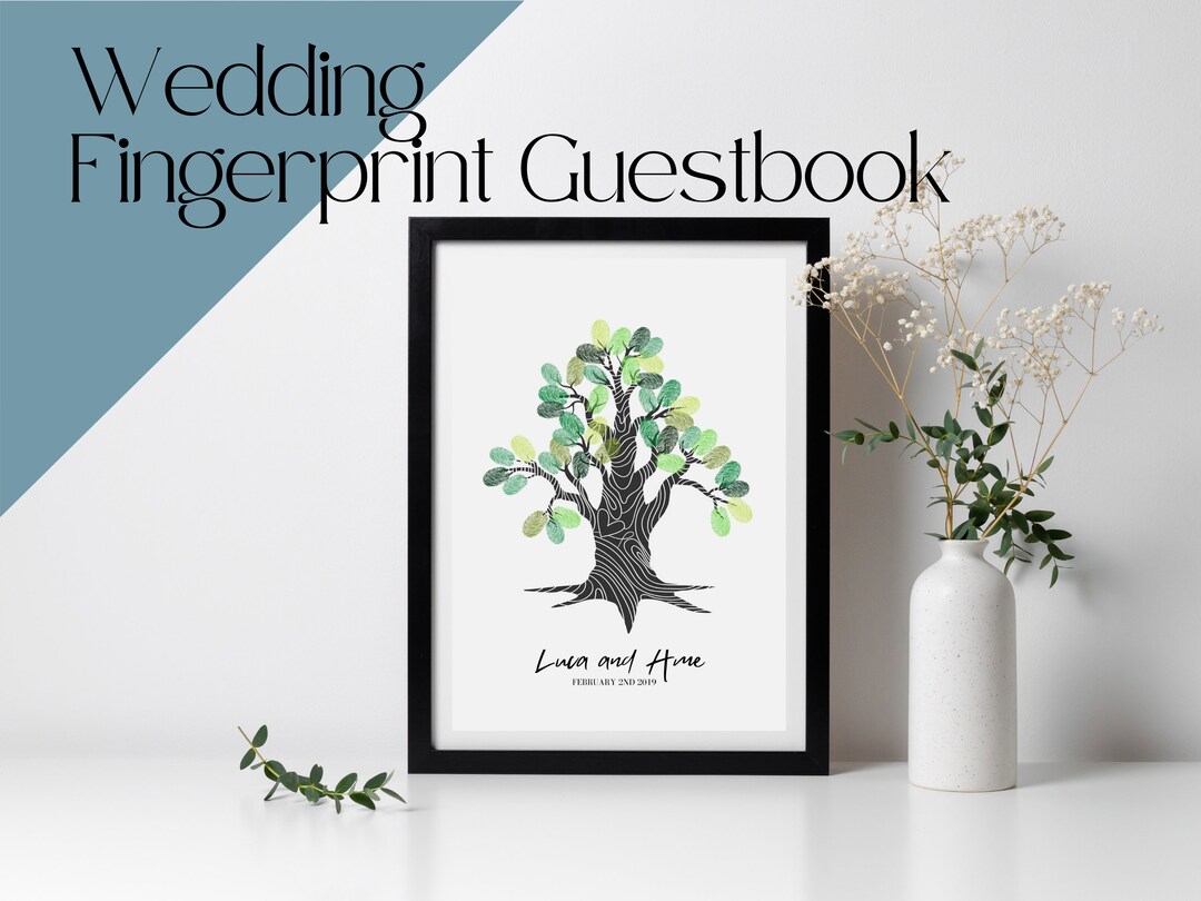 WEDDING FINGERPRINT TREE Wedding Guestbook Thumbprint Guestbook ...