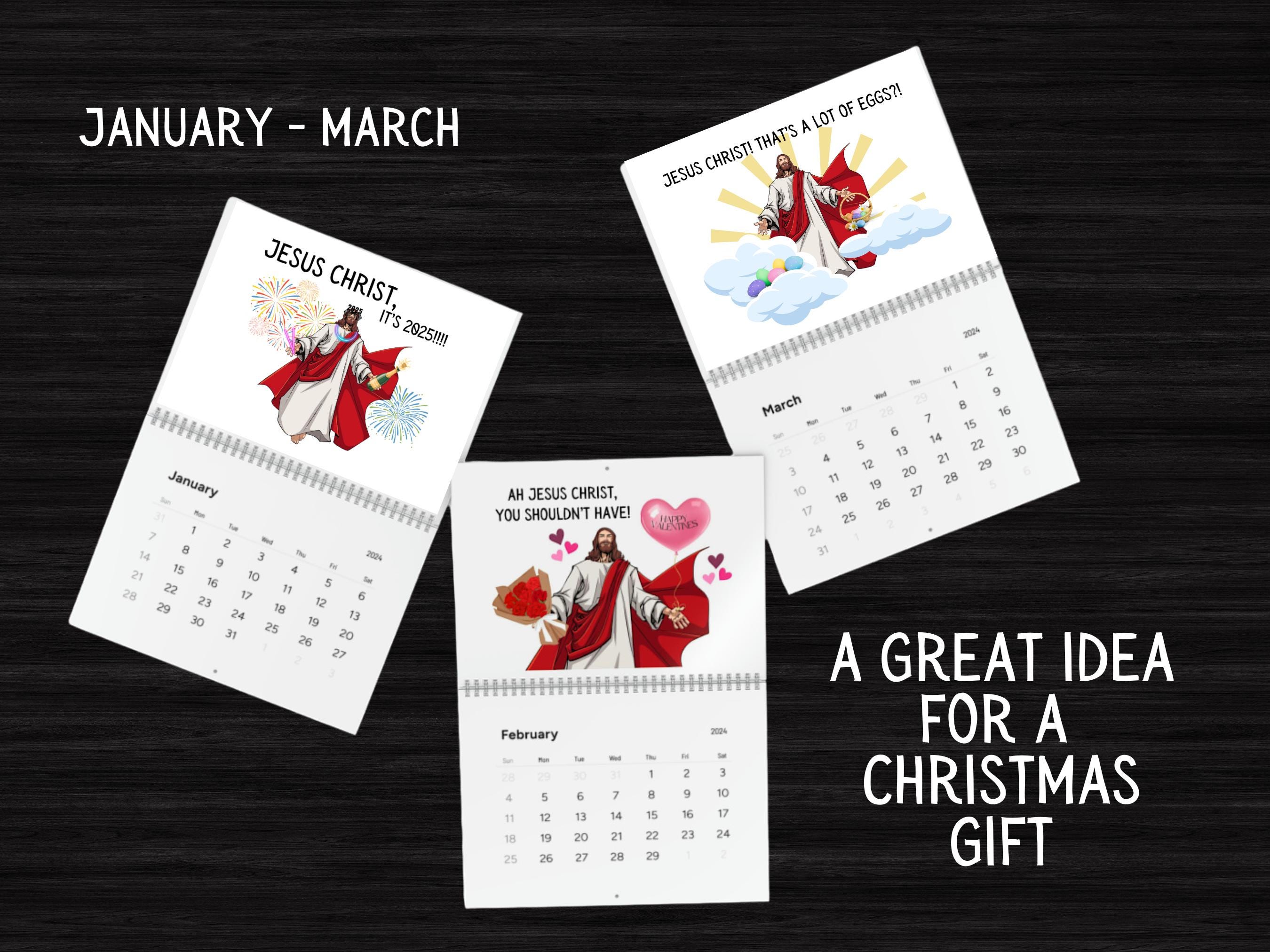 FUNNY WALL CALENDAR Monthly Calendar 2025 Jesus Christ Parody Christmas ...