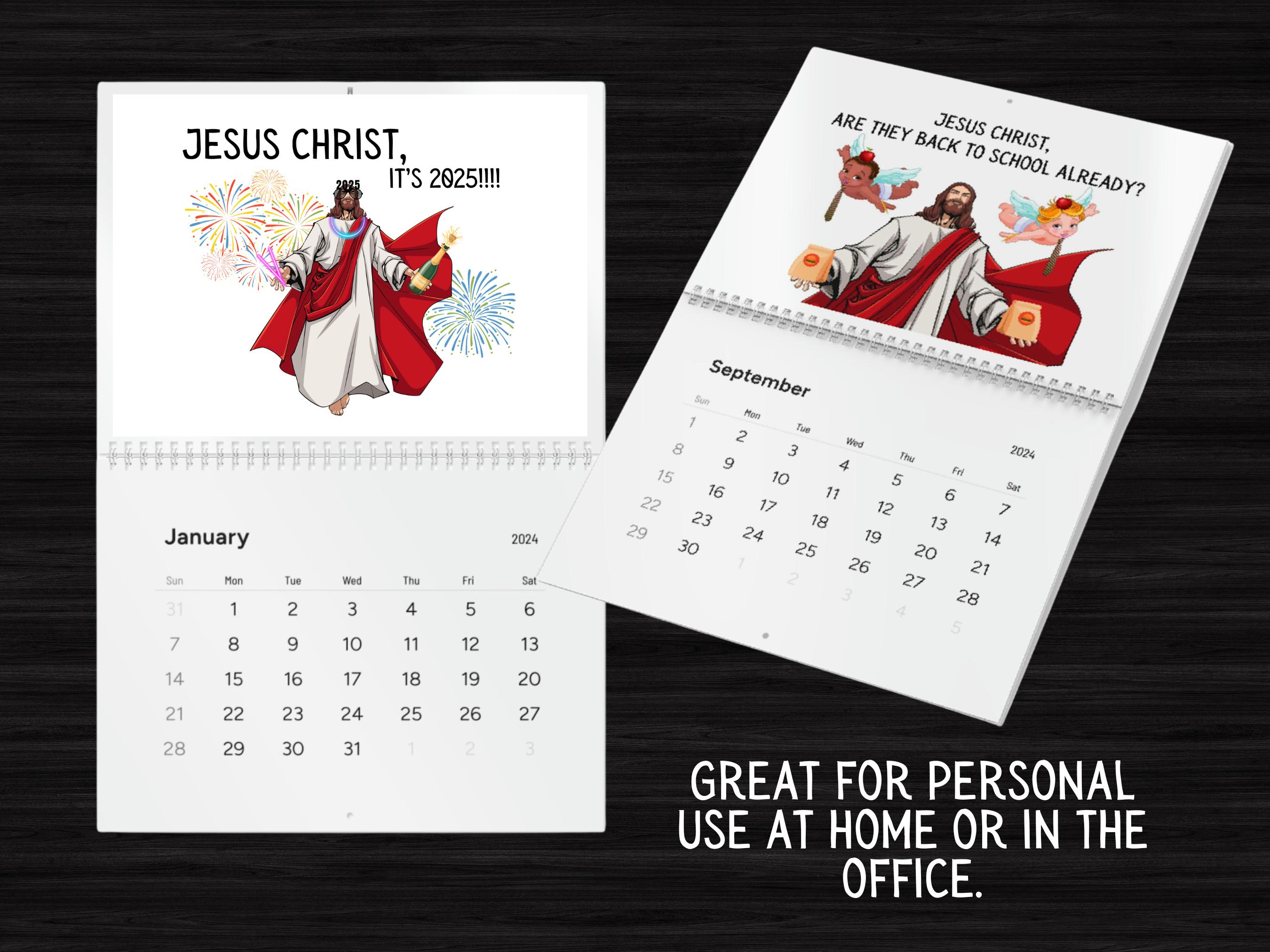 FUNNY WALL CALENDAR Monthly Calendar 2025 Jesus Christ Parody Christmas ...