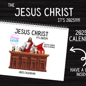 FUNNY WALL CALENDAR Monthly Calendar 2025 Jesus Christ Parody Christmas ...