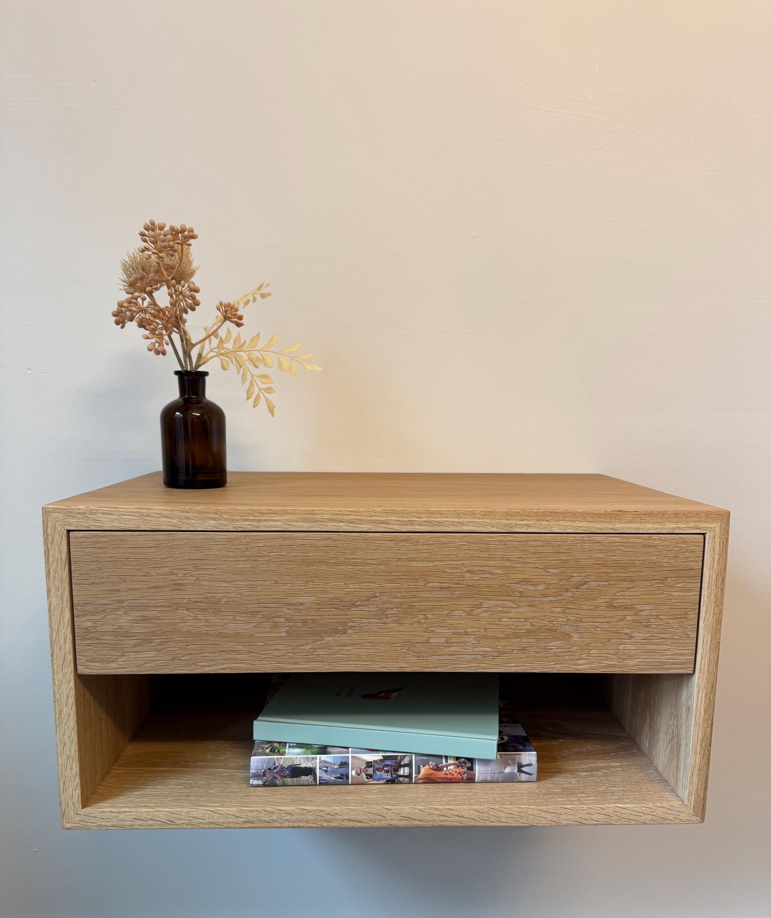 Floating Nightstand With Drawer – Walnut, White Oak or Black - Etsy