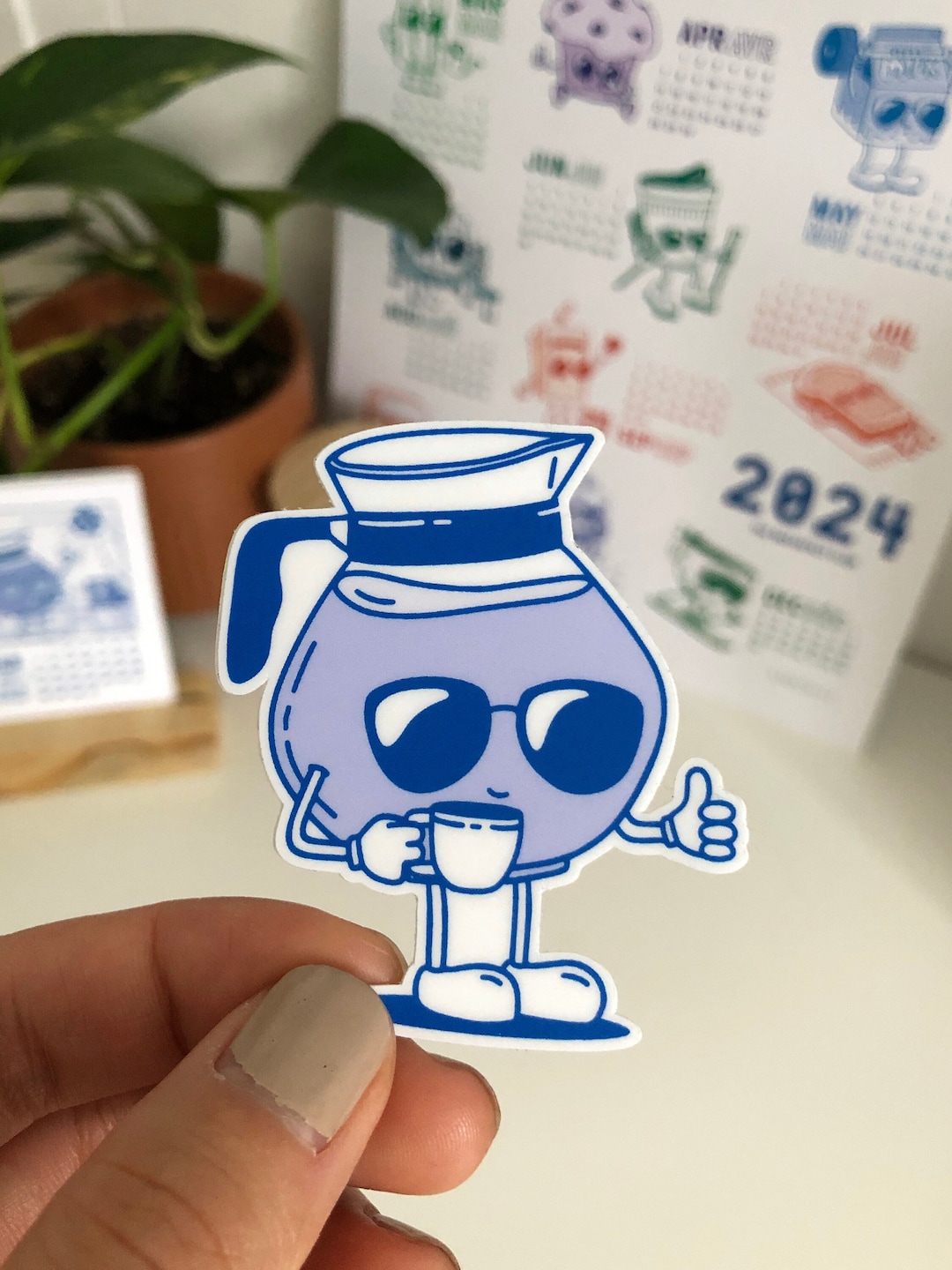 Retro Character Coffee Vinyl Sticker | Laptop Sticker | Coffee Pot ...