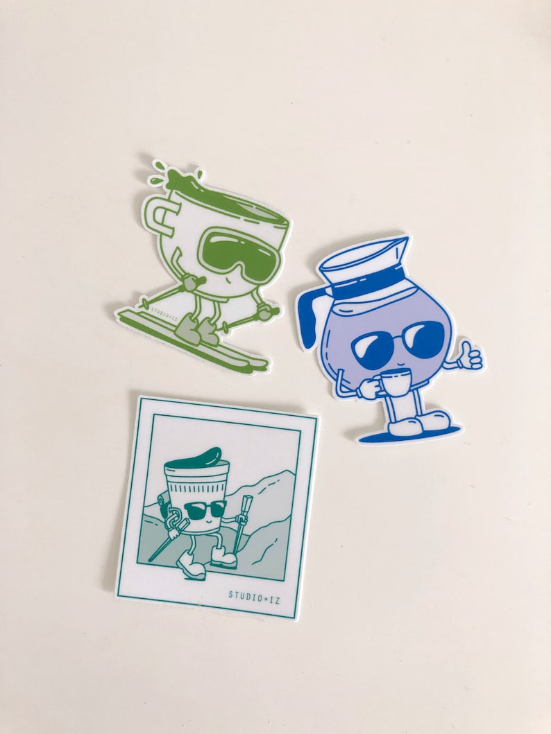 Retro Character Coffee Vinyl Sticker Laptop Sticker Coffee Pot ...