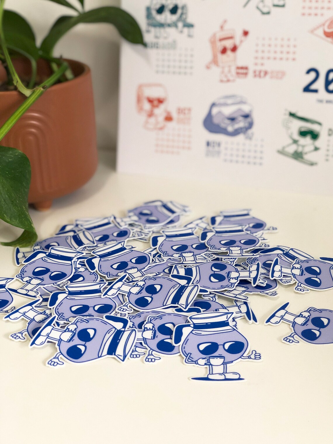 Retro Character Coffee Vinyl Sticker Laptop Sticker Coffee Pot ...