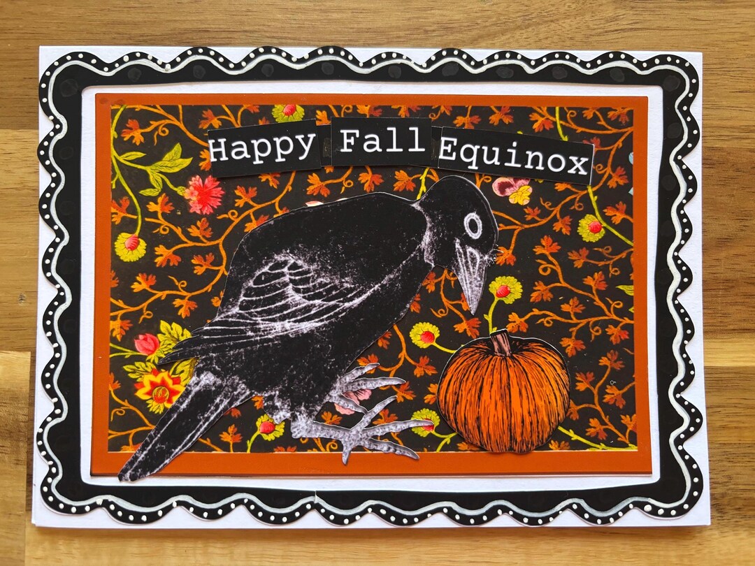 Happy Fall Equinox Greeting Card Handcrafted 5”x7” With Kraft Envelope ...