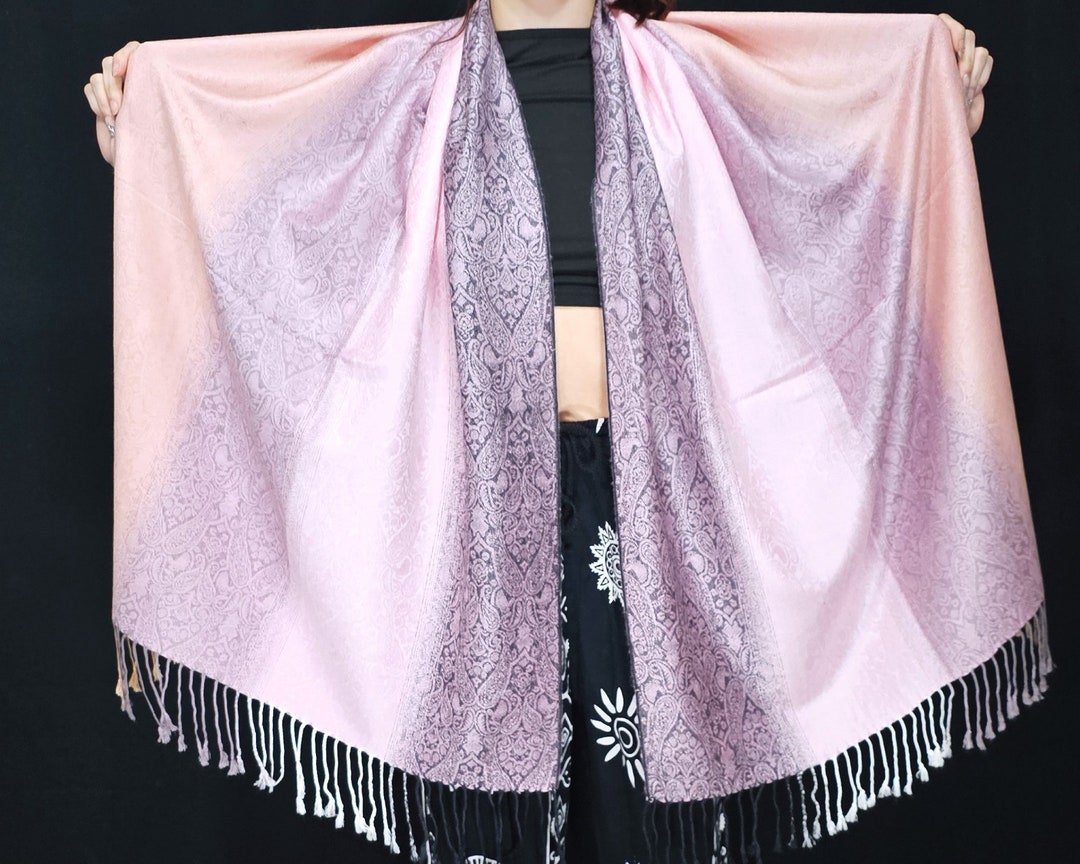 Gradient enchanted Lilac Pashmina Metallic Scarf Purple Pink White ...