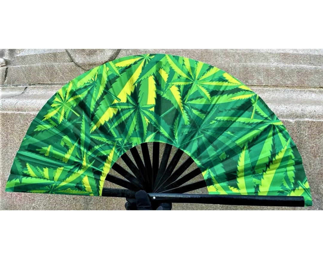 Marijuana Leaf Hand Fan Rave Fan Clack Fan Party Fan Festival Fan ...