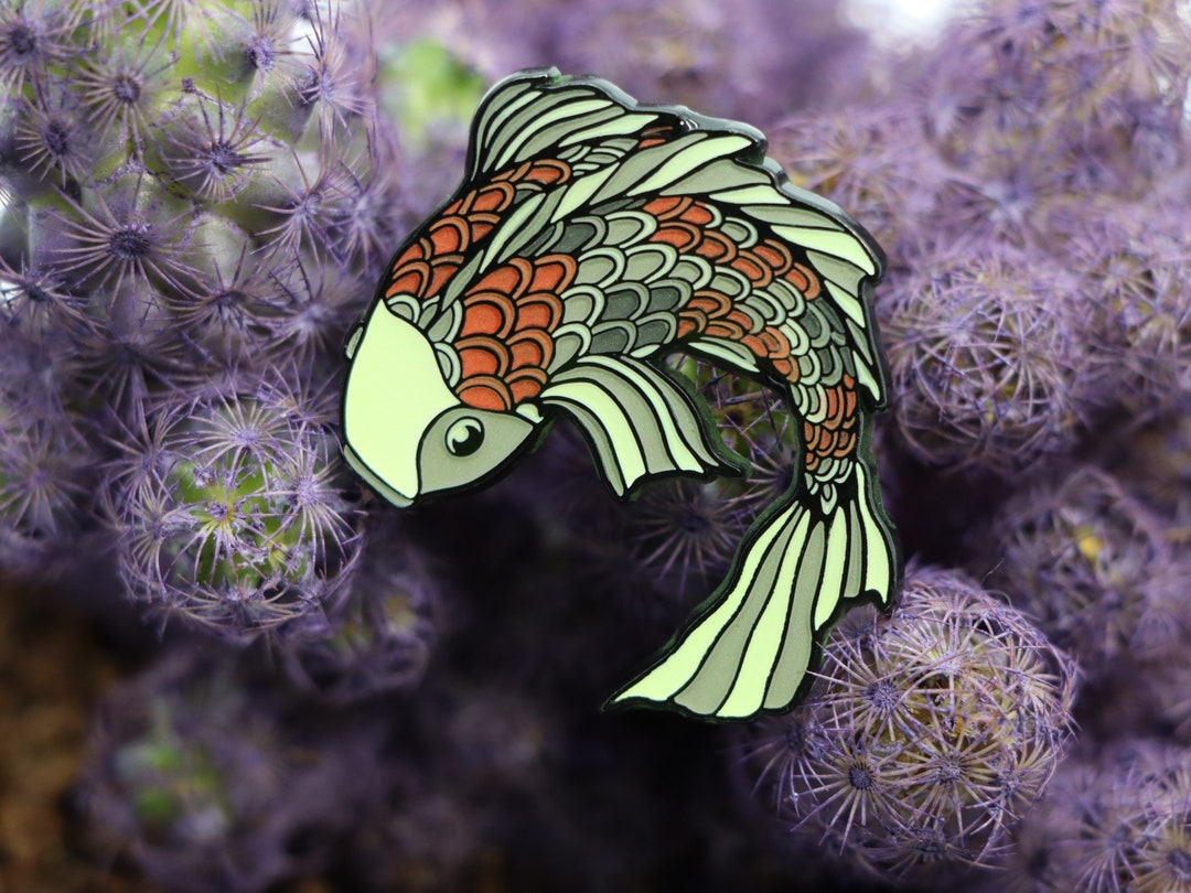Koi Fish Enamel Lapel Pin | Glow-in-the-dark - Etsy