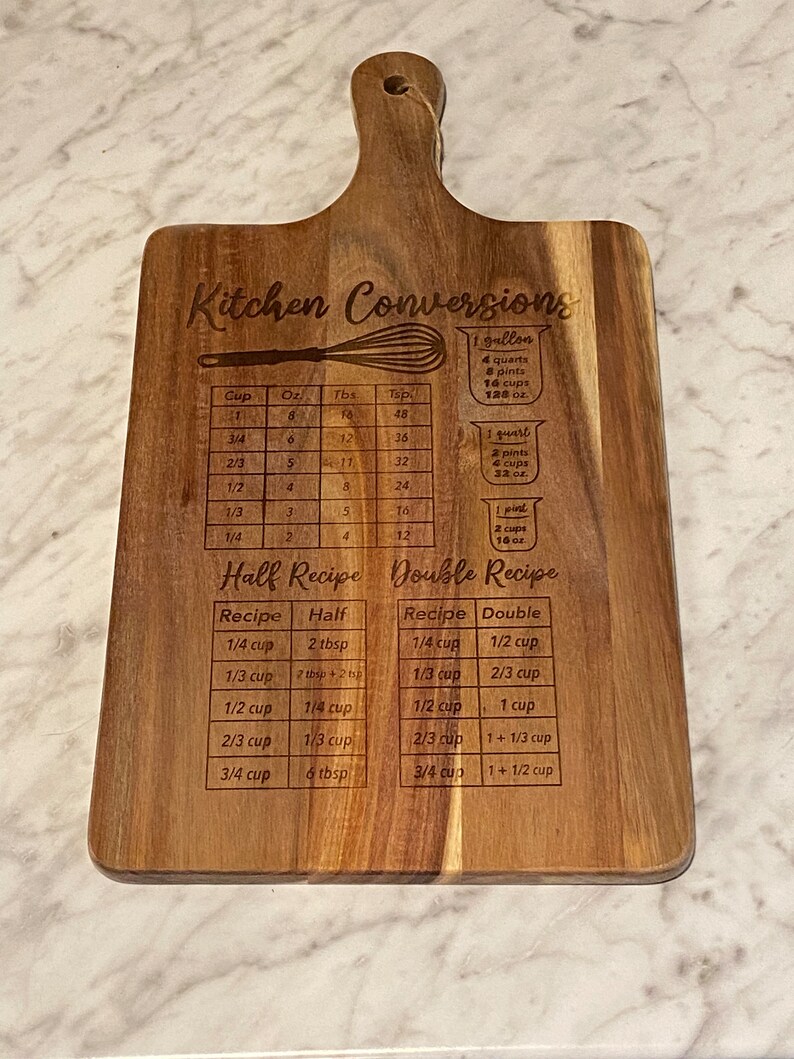 Kitchen Conversion Chart Cutting Board Laser Engraved - Etsy