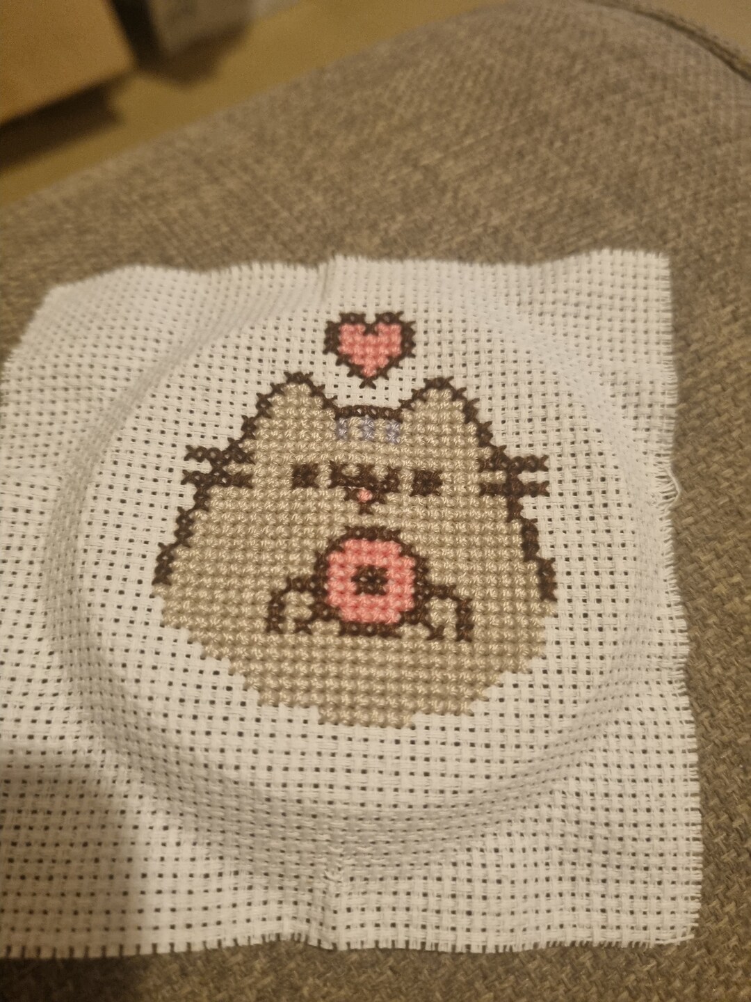 Handmade Pusheen With Donut Cross Stitch - Etsy UK