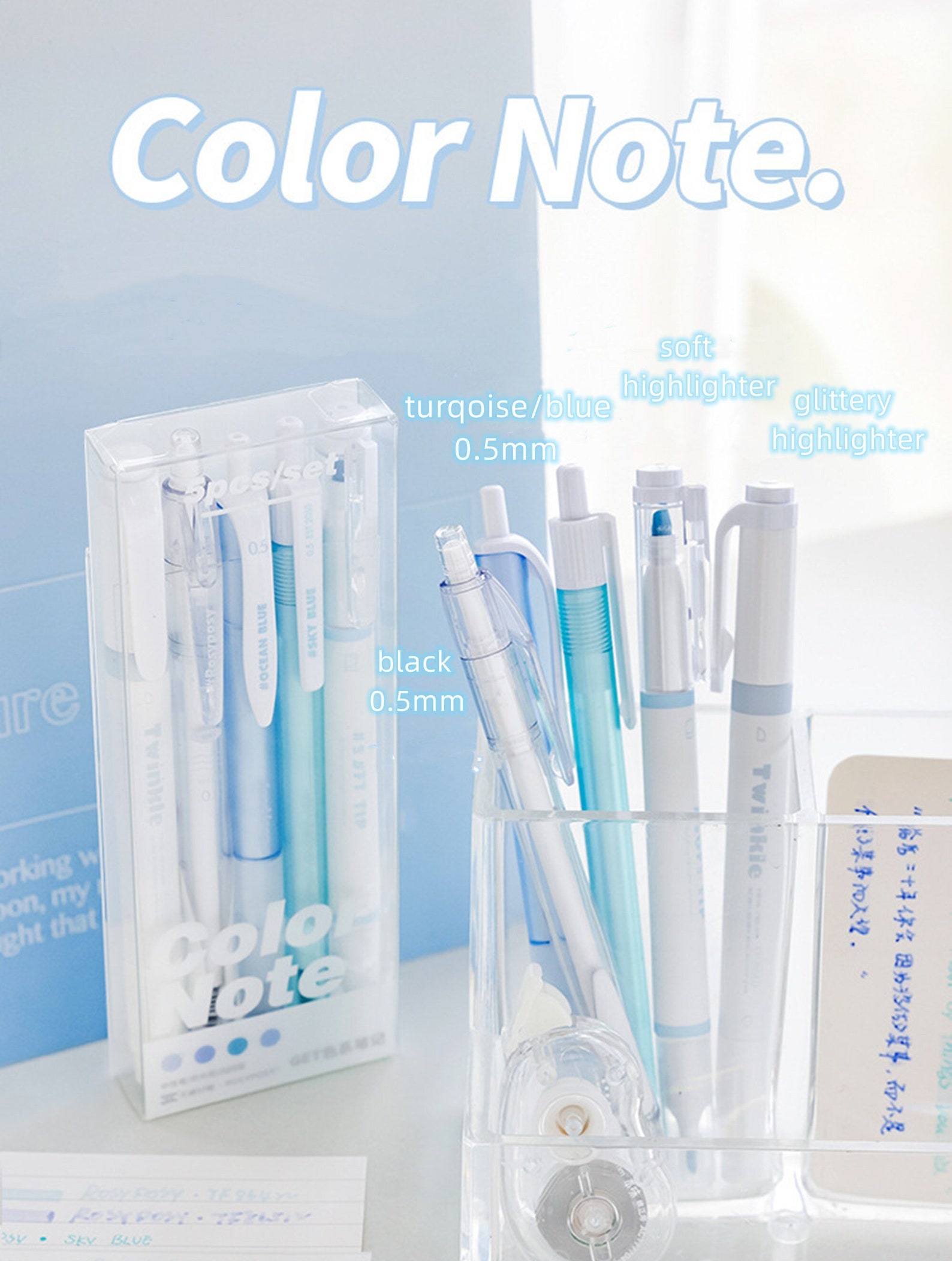 5pcs Color Note Pen Set Colorful Retractable Gel Pens and - Etsy Canada