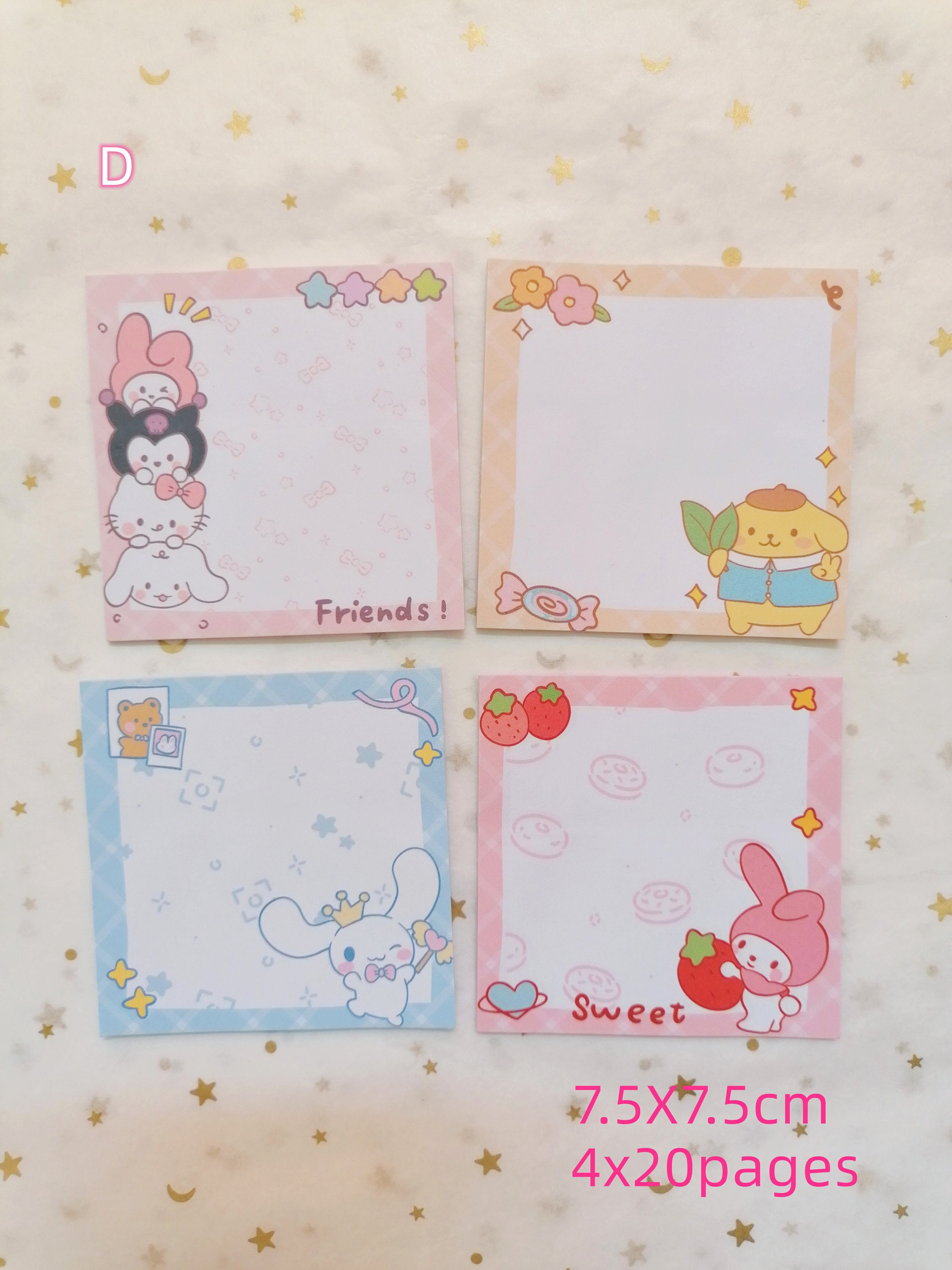 Cute Cartoon Sticky Note Set Adorable Animal Memo Pad Kawaii - Etsy Canada