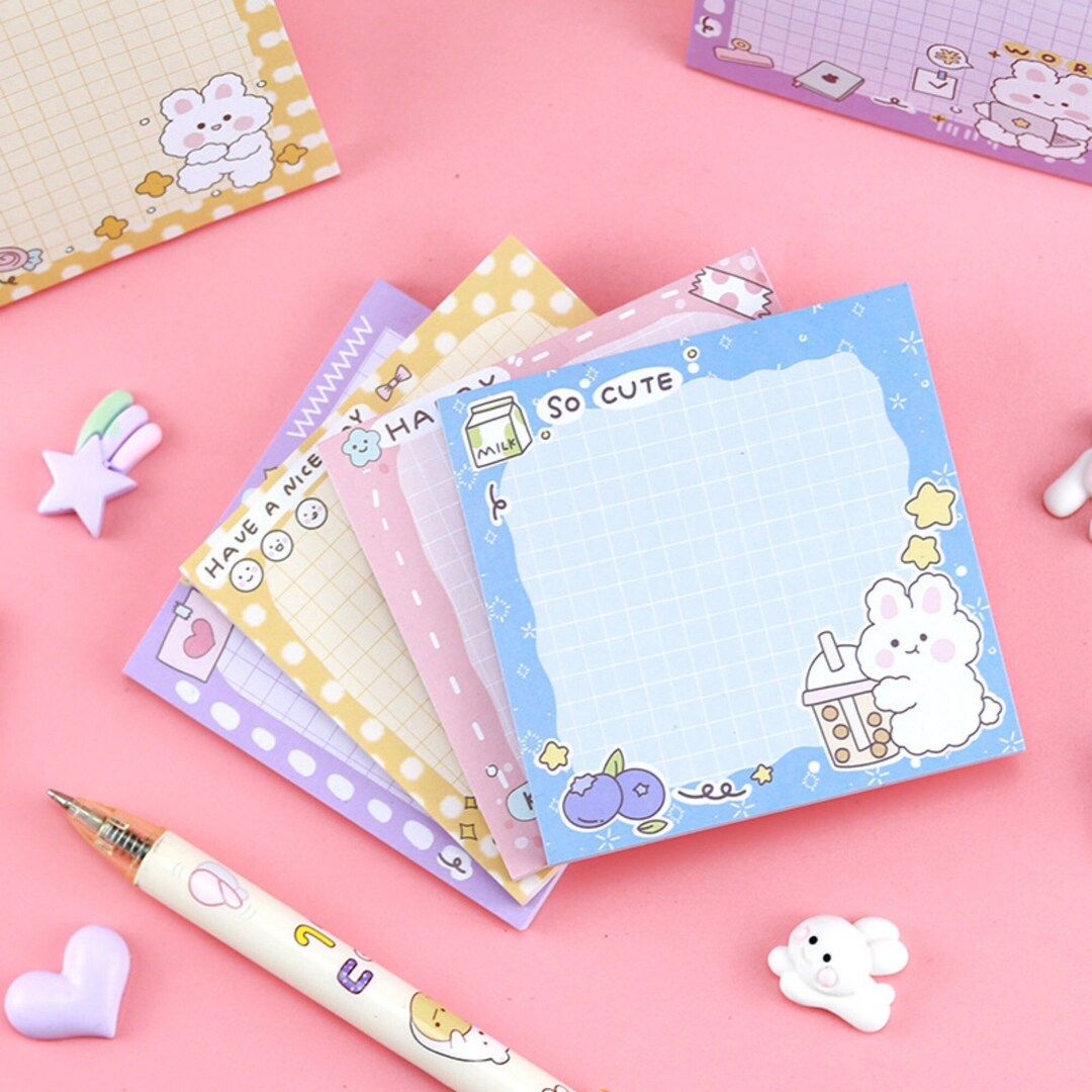 Cute Bunny Sticky Note Adorable Animal Memo Pad Kawaii Memo - Etsy