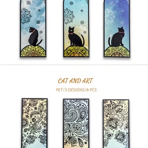 Cat Bookmark Set/ Black Cat Bookmark/ Victorian Style/cat and Butterfly ...