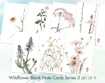 Blue Wildflower Blank Note Cards Series1 set of 7 - Etsy