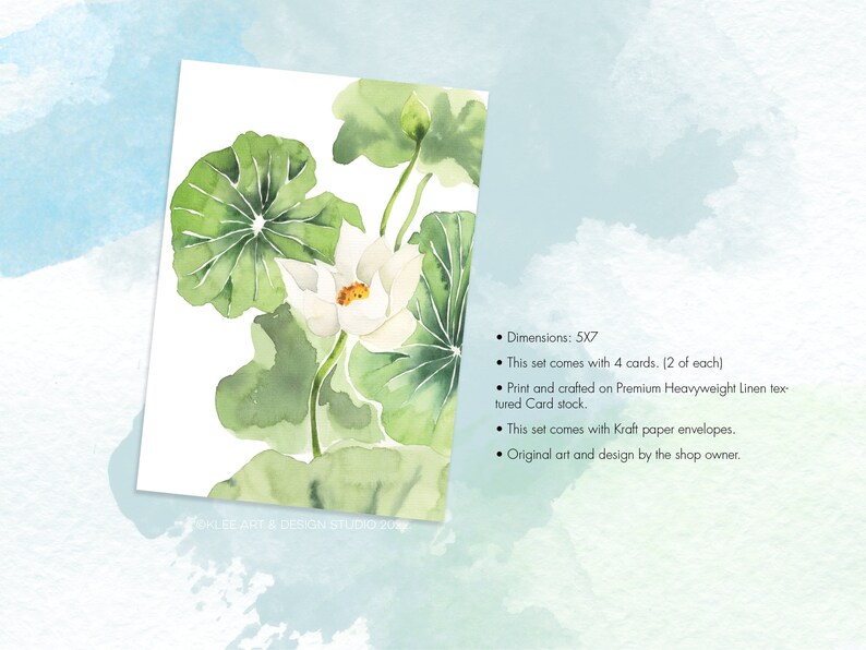 Lotus Blank Note Cards (set of 4) - Etsy