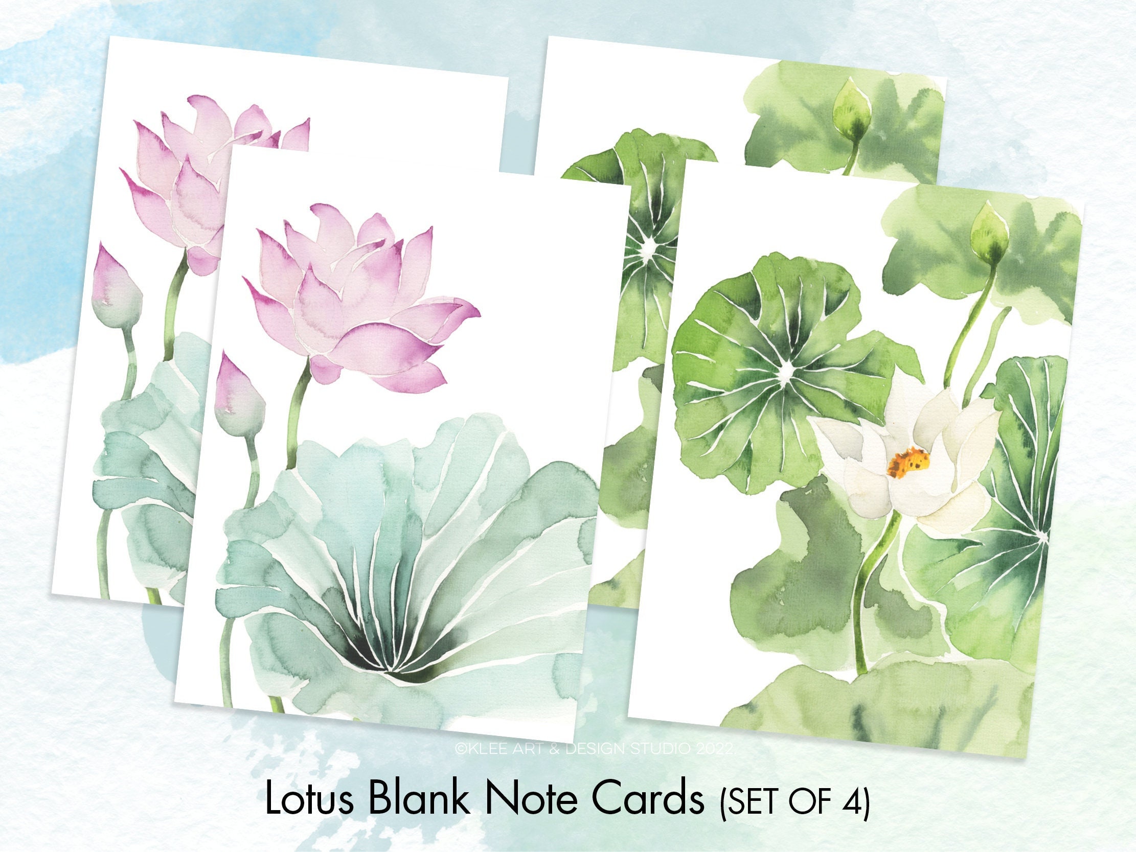 Lotus Blank Note Cards (set of 4) - Etsy