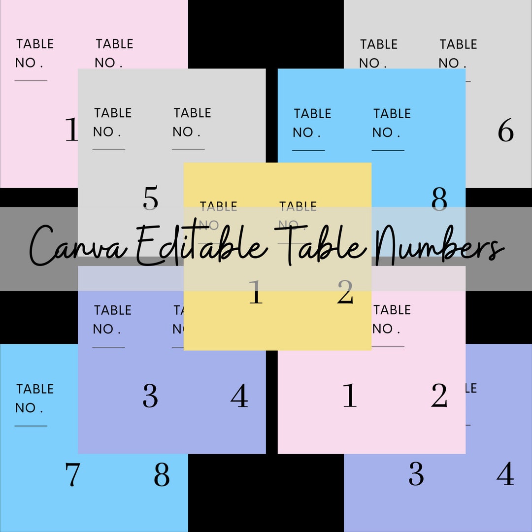 Wedding or Party Editable Table Numbers, Table Number Template, Table ...