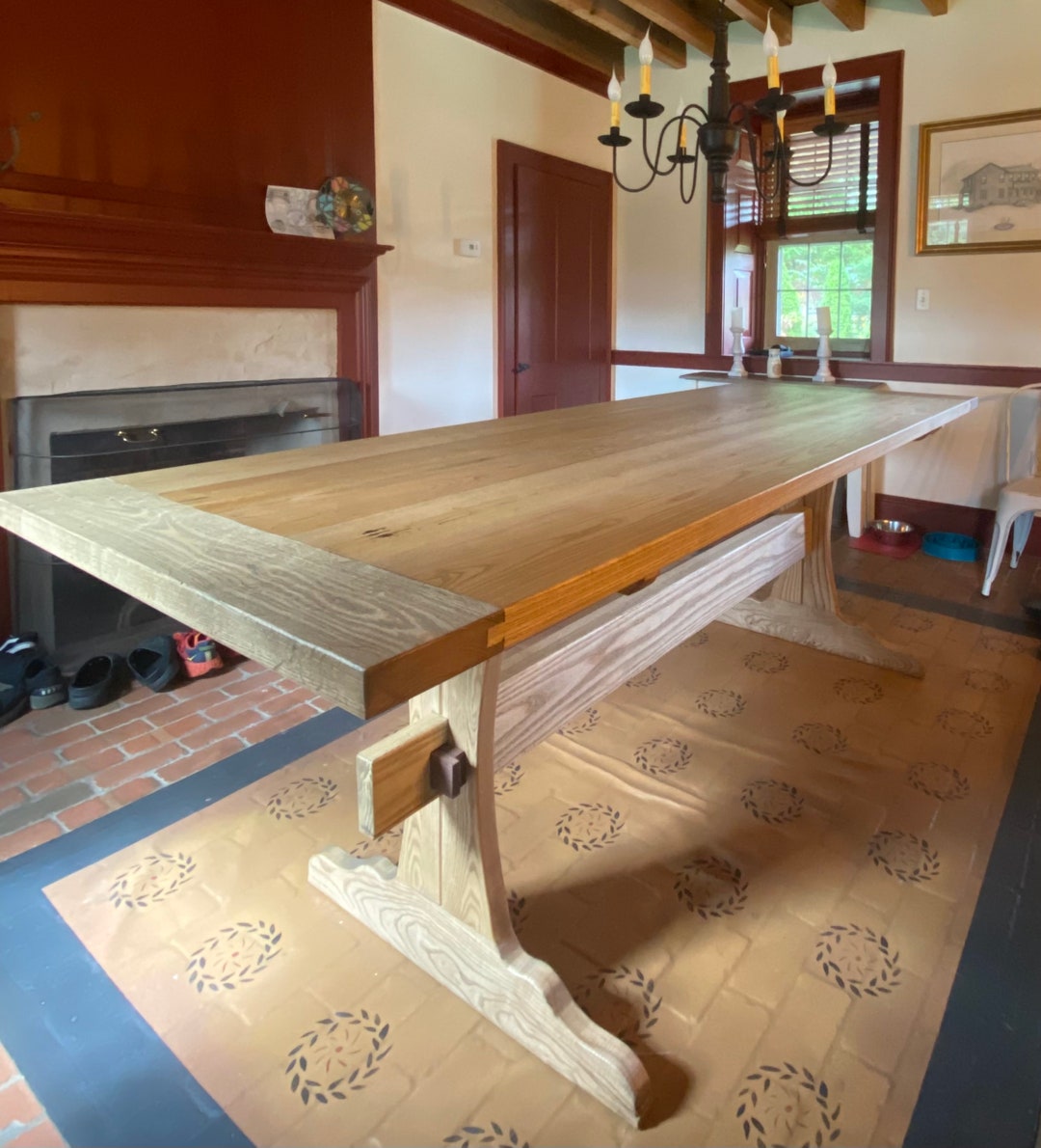 Breadboard End Trestle Table - Etsy