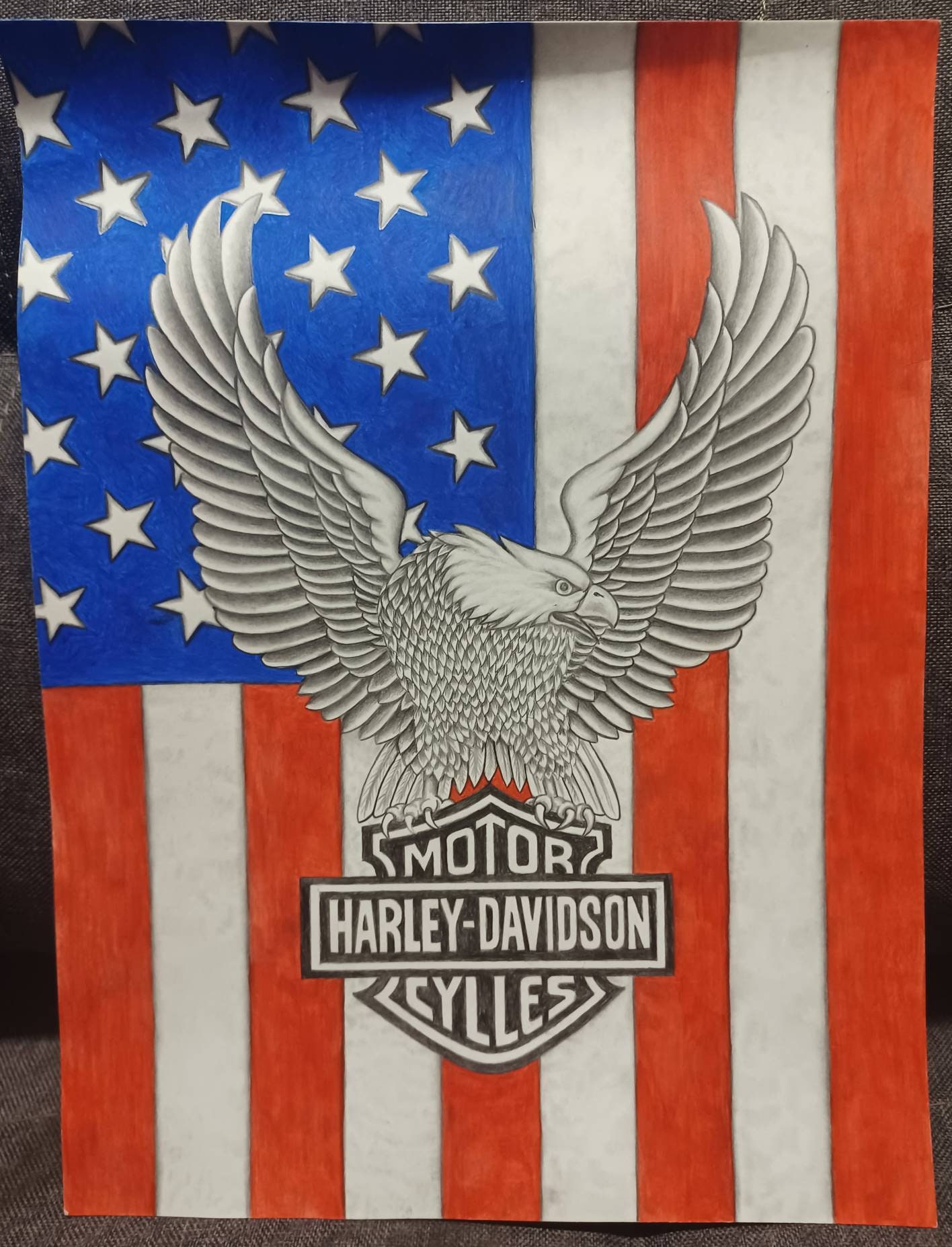 Harley Davidson Eagle Logo American Flag